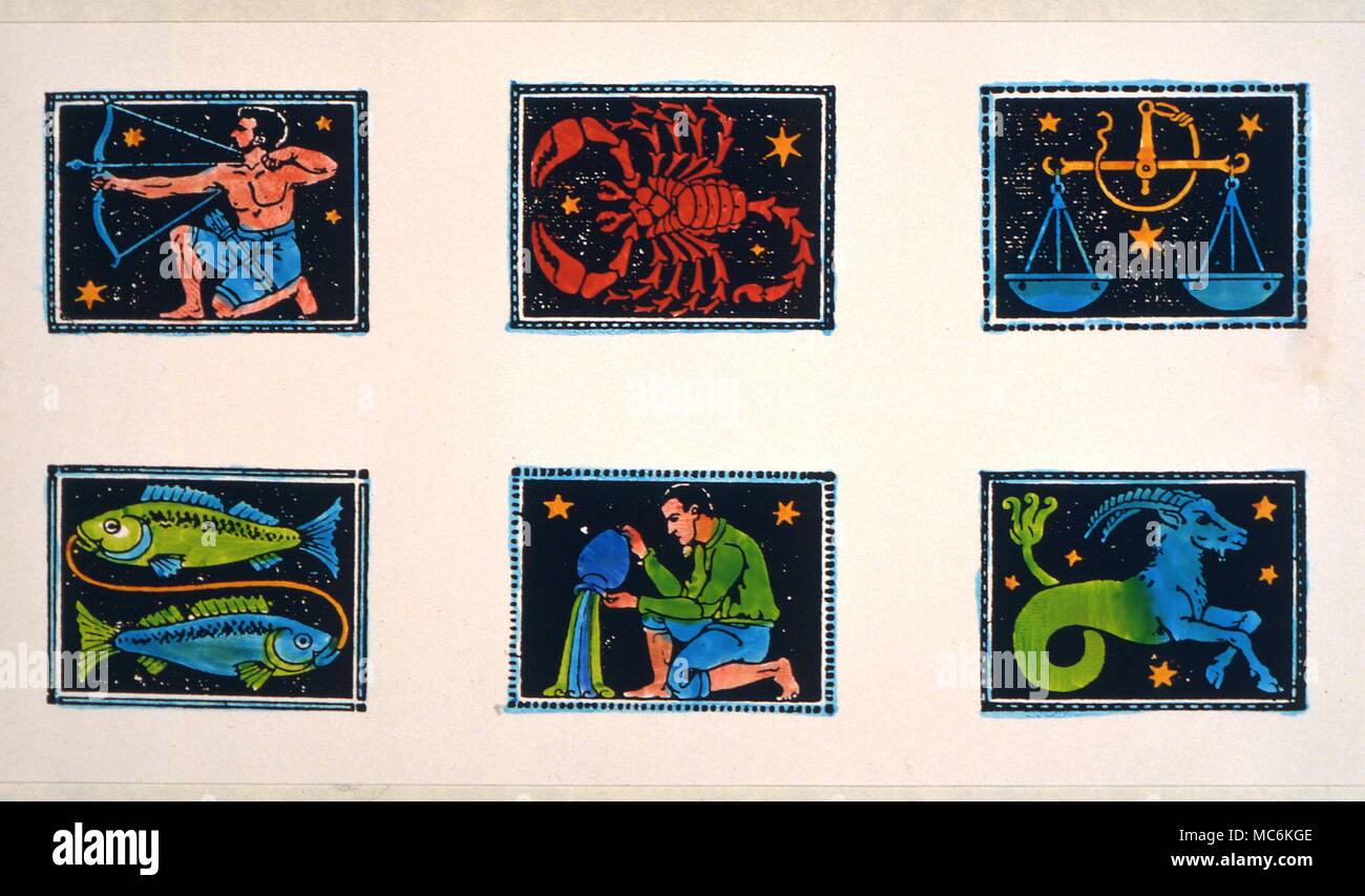 Astrology Zodiacal Signs Six images of the zodiac sign from Libra to ...