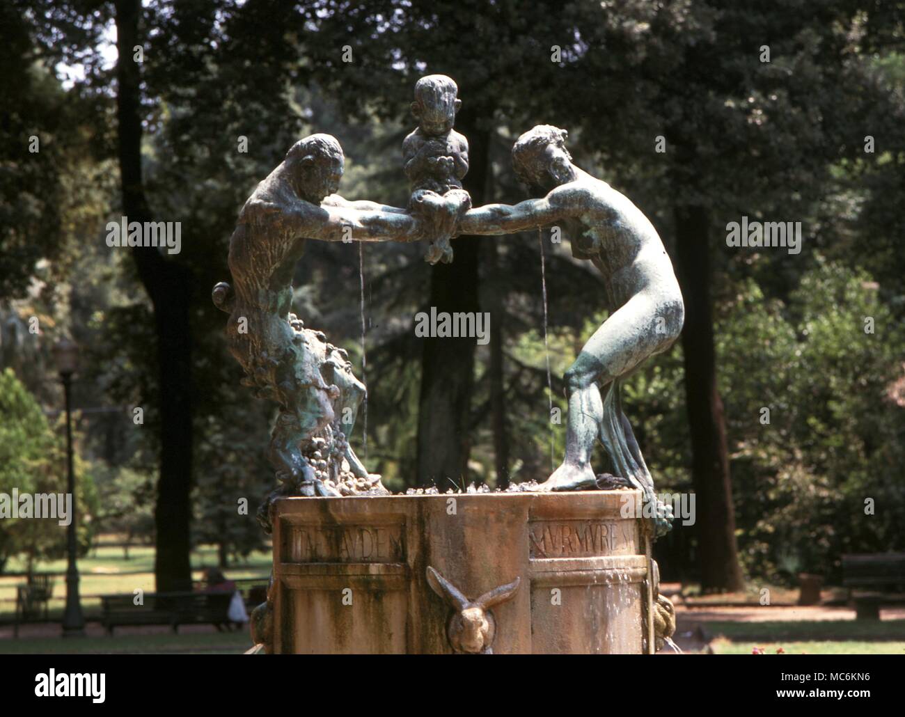 Greek Mythology. Nymph. A fountain and well, with nymph and Pan playing ...