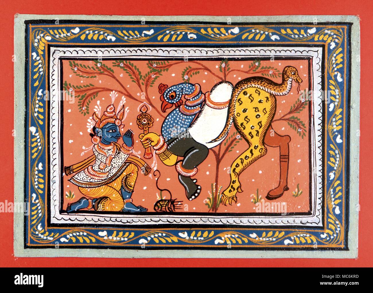 Hindu Mythology. Modern (mid-century) gouache of the Hindu god, Rama ...