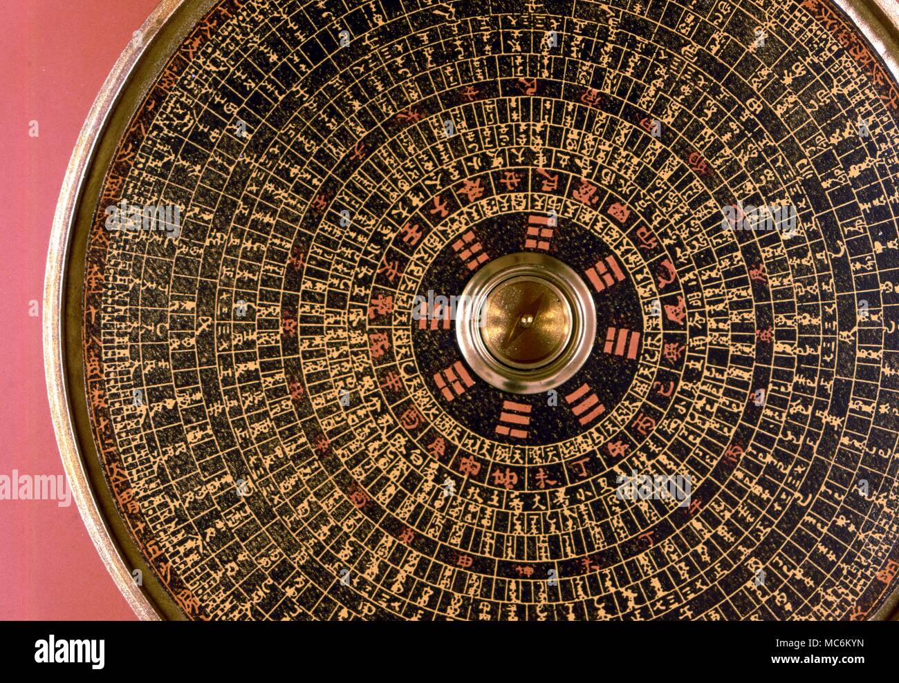I Ching. Detail of the compass of the Chinese Lo Pan, or geomancers ...