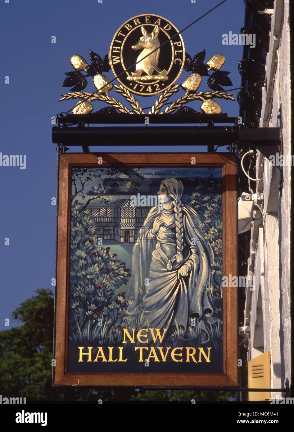 Inn sign of a ghost at the New Hall Tavern, Walton-le-Dale near Preston ...
