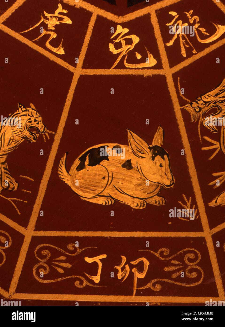 The Chinese symbolic animal Hare, the equivalent of Cancer. painted ...