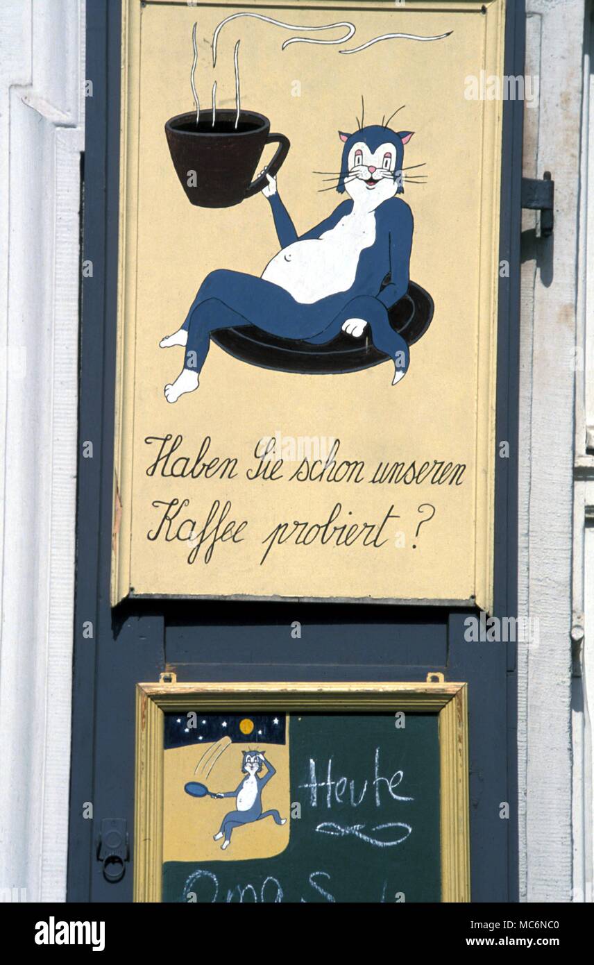 Symbols Cats Restaurant Sign Stock Photo - Alamy