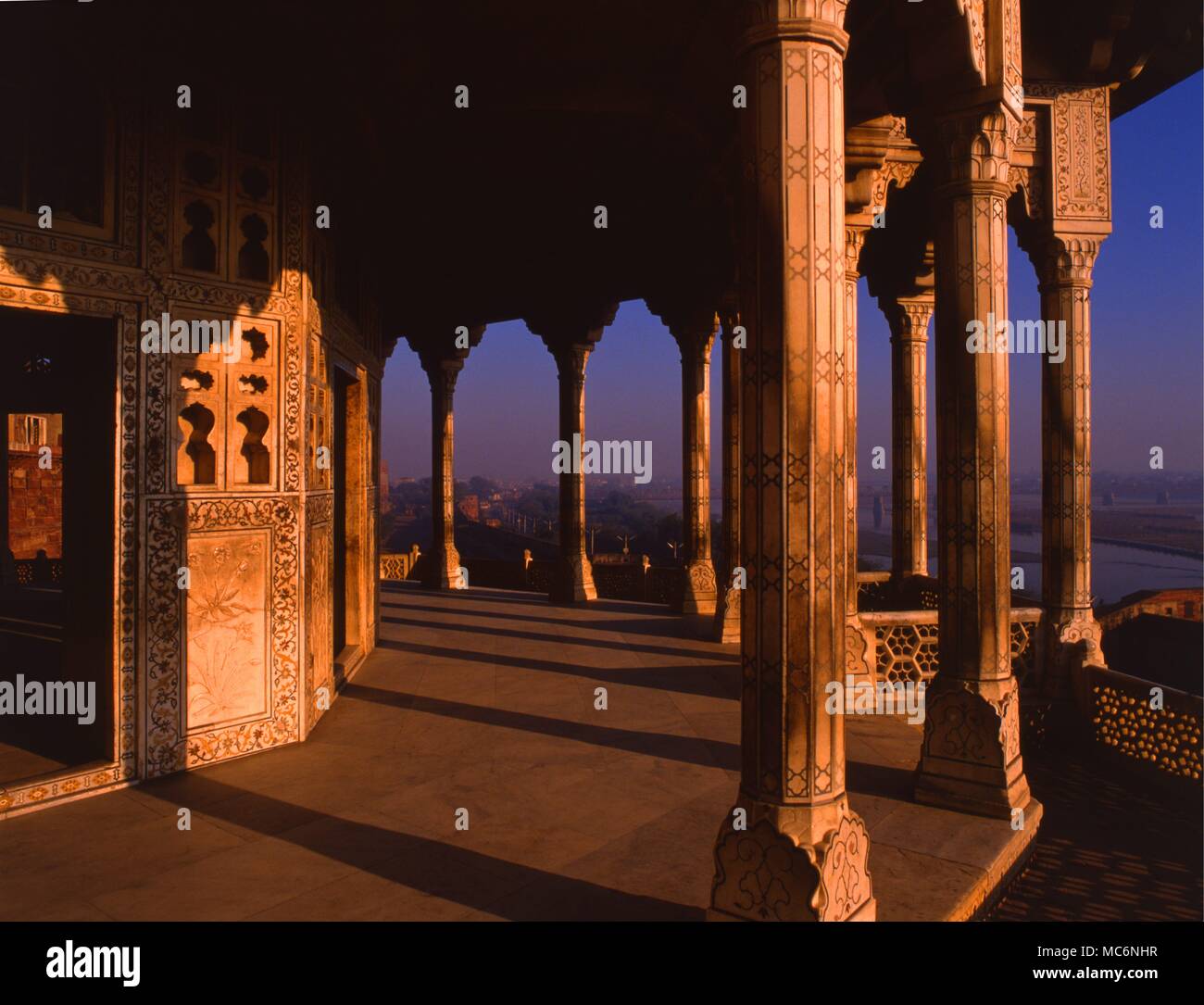 India.1. 114. Agra. Upper room and balcony in the fort at Agra Stock ...