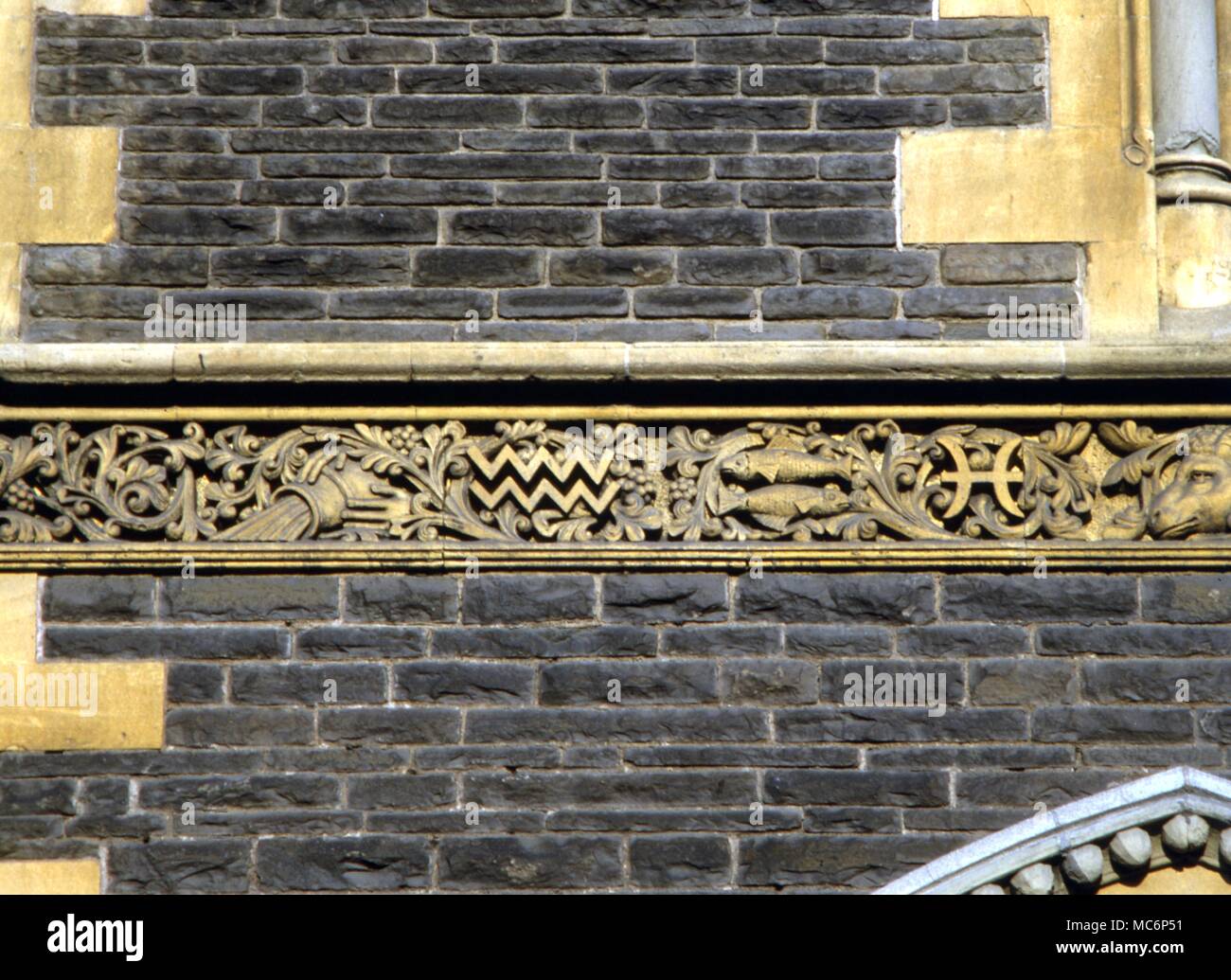 Relief carvings of Aquarius and Pisces- Frieze of zodiacal images and ...