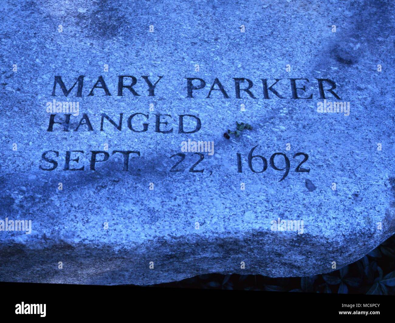 Inscritpion in the pavement near the witch house in Salem, USA. The ...