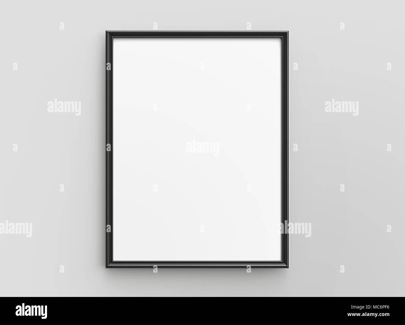 Black picture frame, 3d render thin frame with empty space for ...