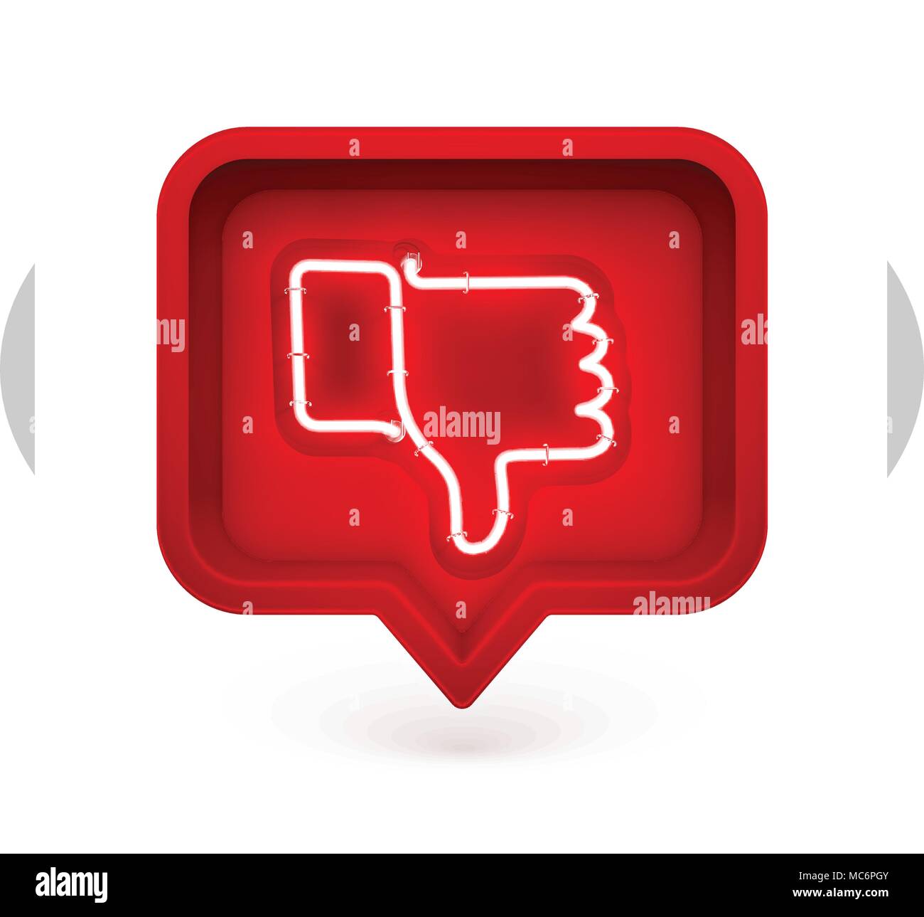 Neon dislike sign with glowing tubes in 3D speech bubble, vector ...