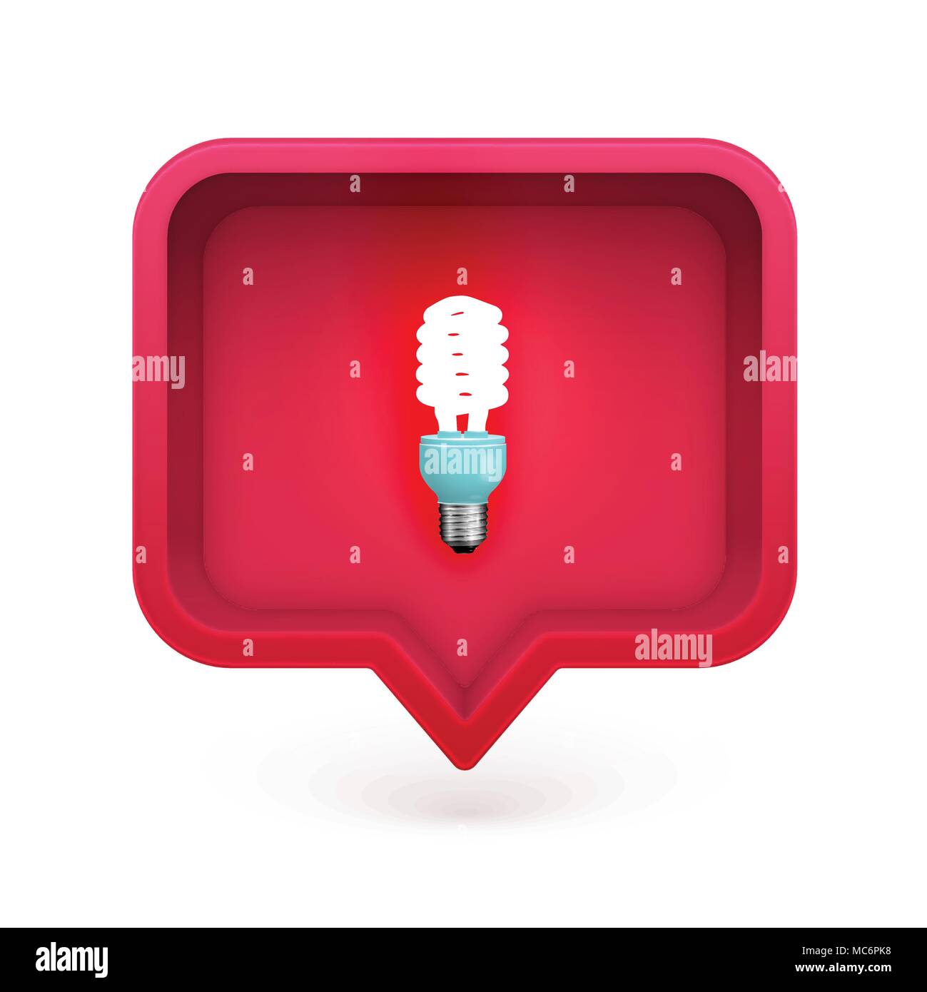 Realistic 3D speech bubble with energy saver light bulb in it, vector ...