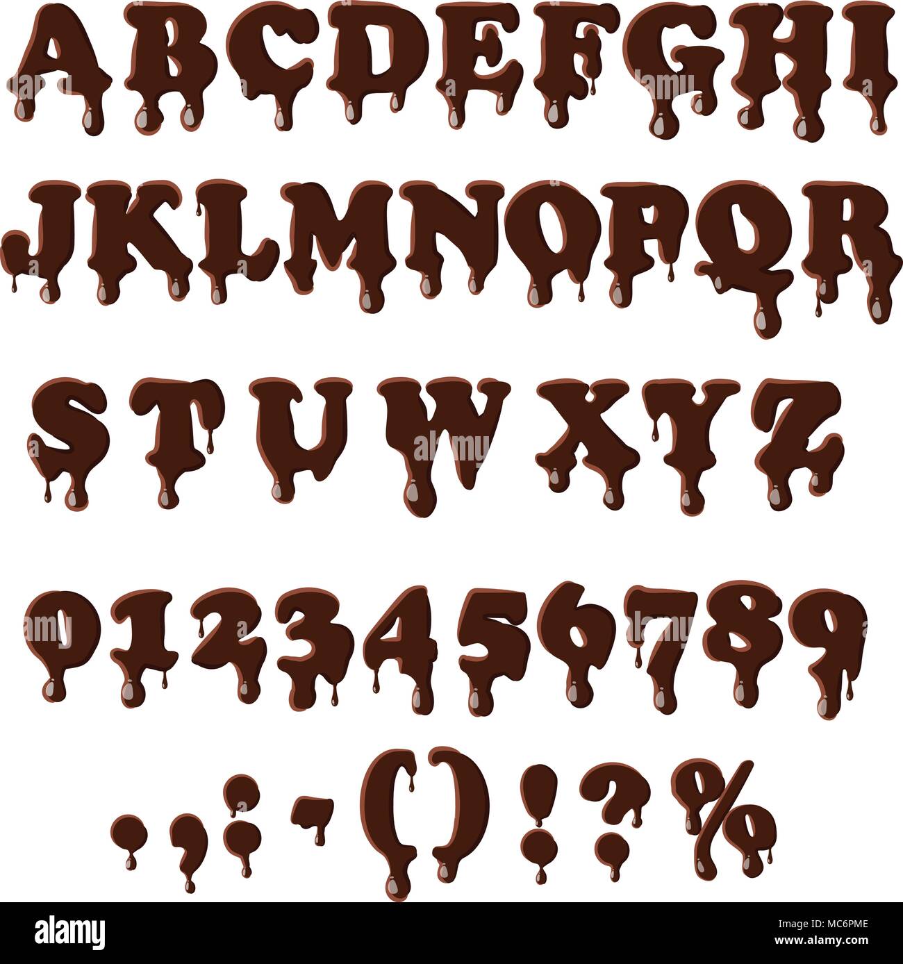 Chocolate alphabet isolated on white background Stock Vector Image ...