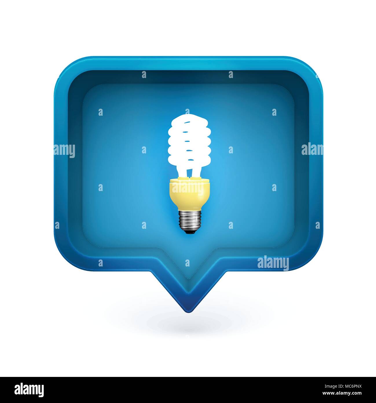 Realistic 3D speech bubble with energy saver light bulb in it, vector ...