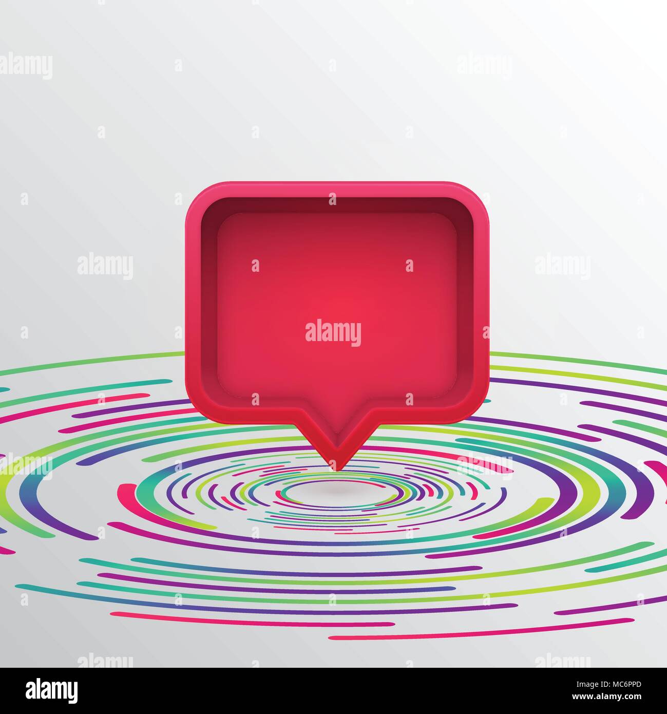 Realistic 3D speech bubble with colorful circles, vector illustration ...