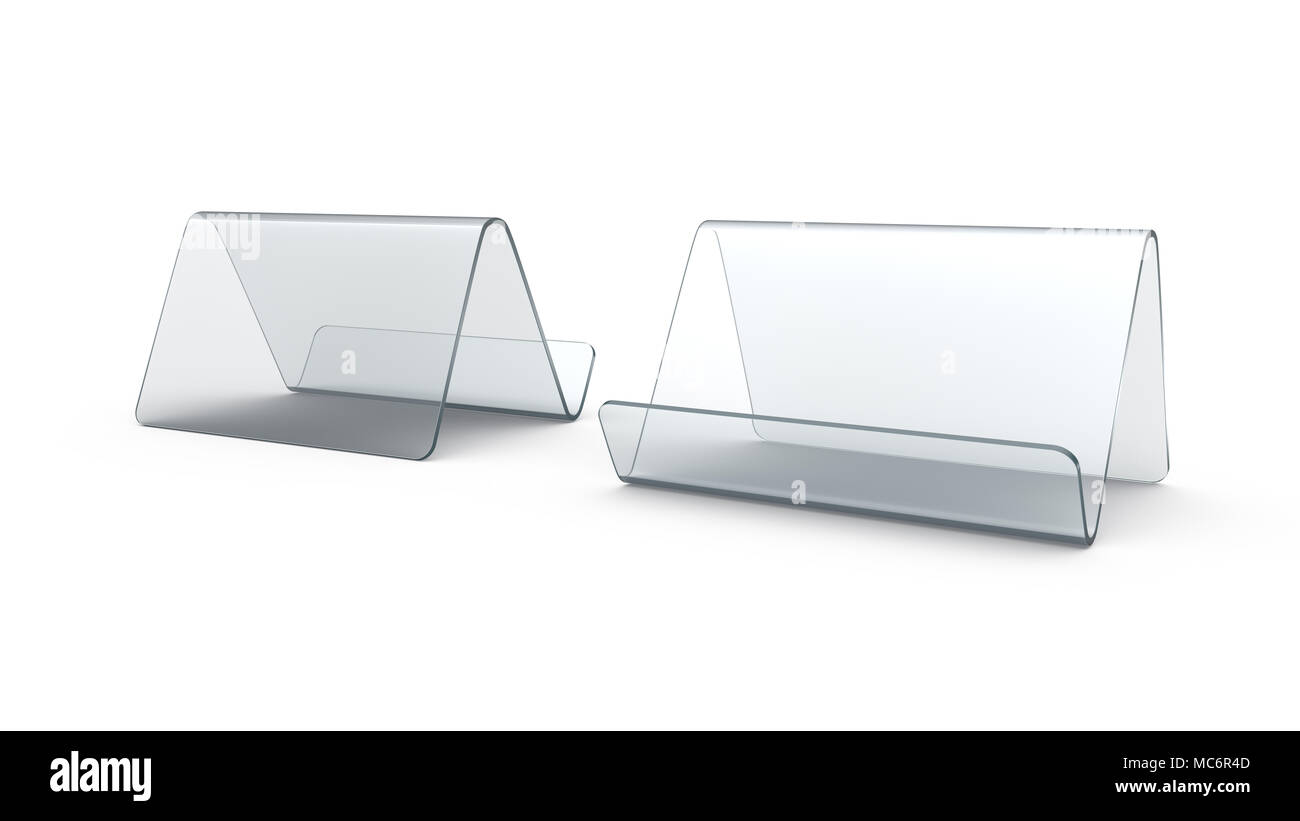 Display stand or acrylic table tent, 3d render transparent stand set ...