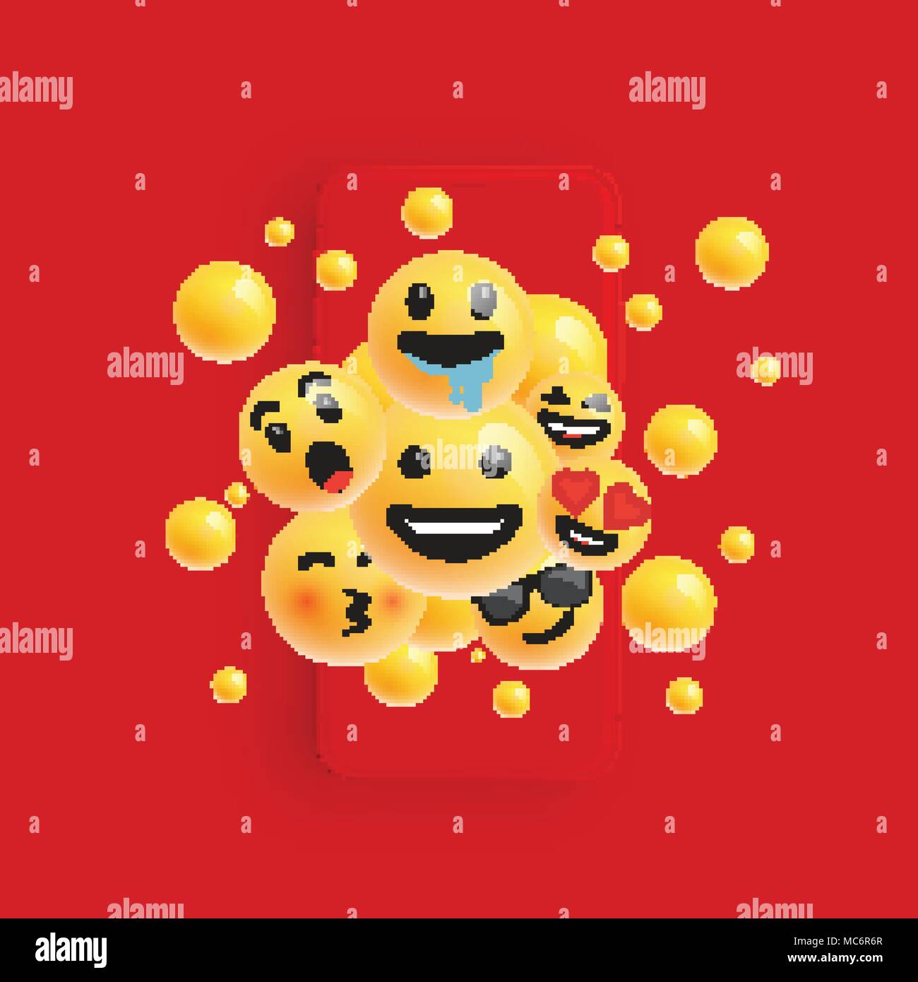 3D and different kinds of emoticons with matte smartphone, vector ...