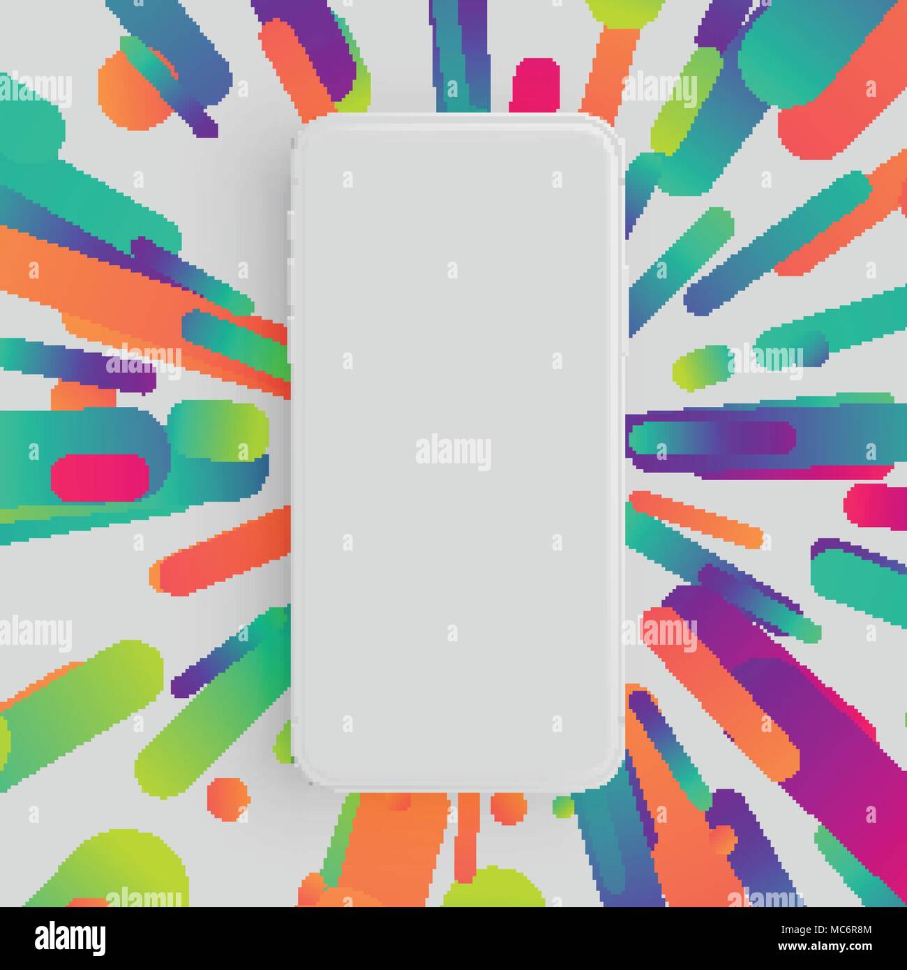 Realistic matte smartphone with colorful background, vector ...