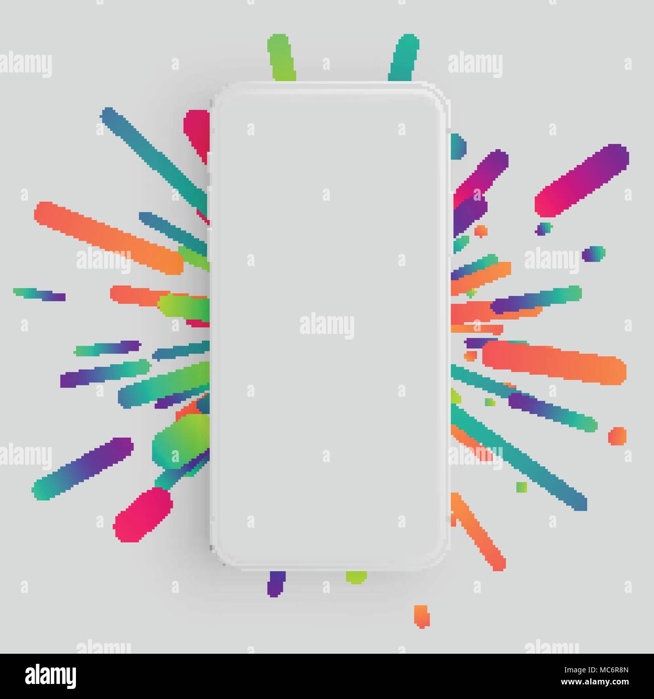 Realistic matte smartphone with colorful background, vector ...