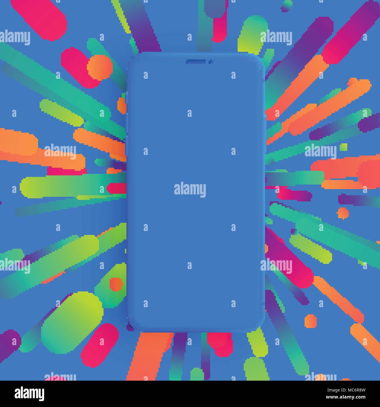 Realistic matte smartphone with colorful background, vector ...