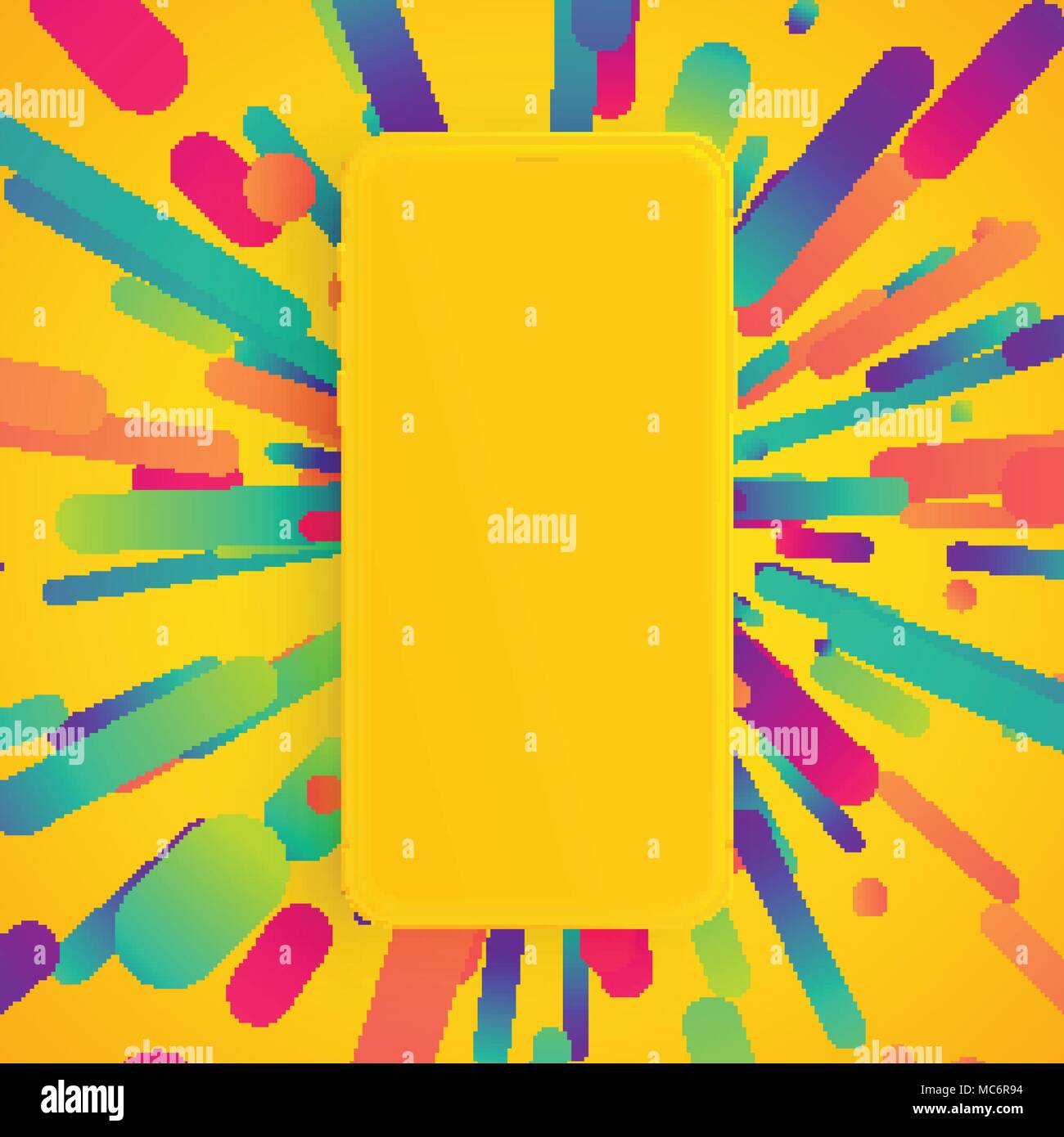 Realistic matte smartphone with colorful background, vector ...
