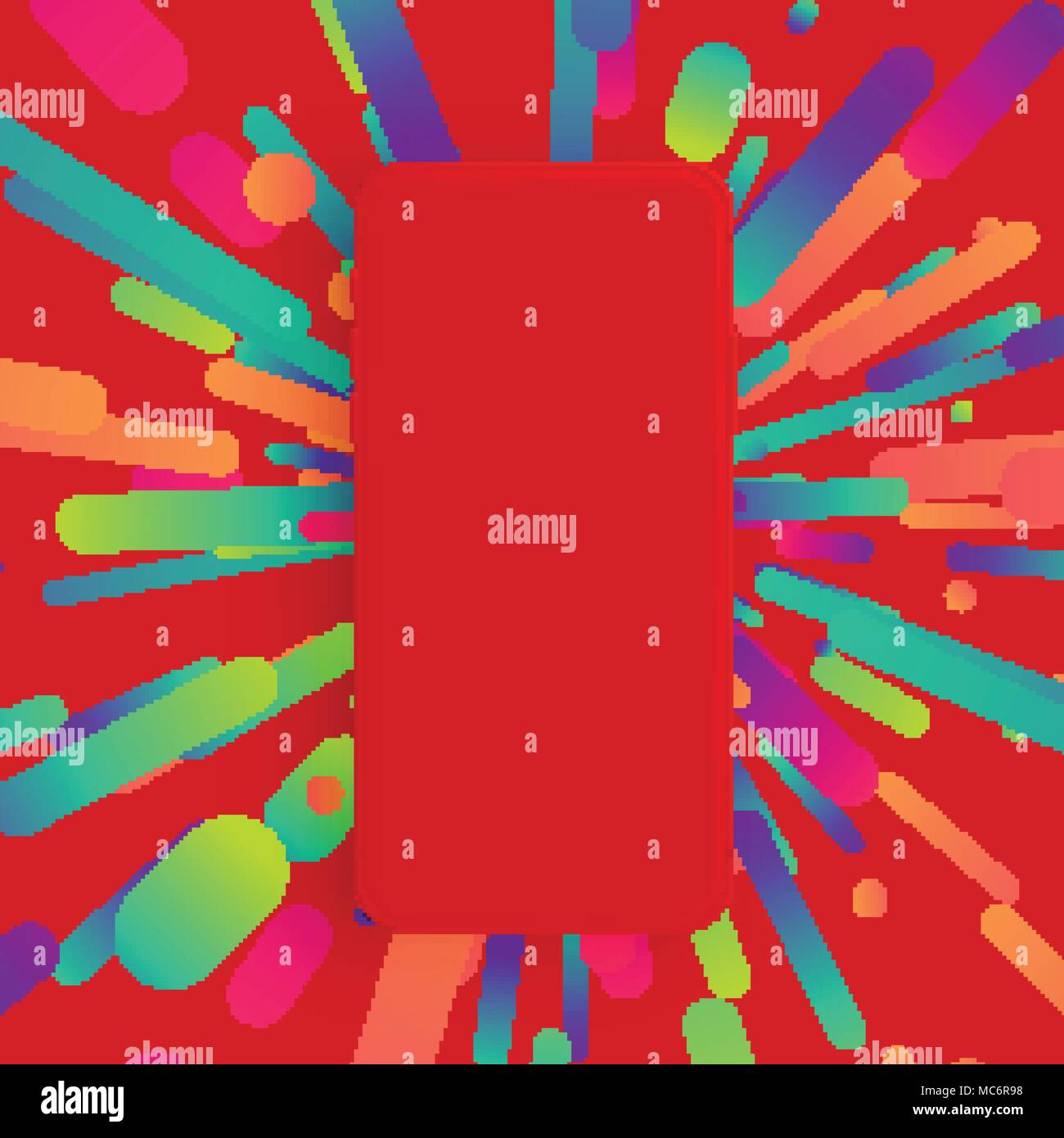Realistic matte smartphone with colorful background, vector ...