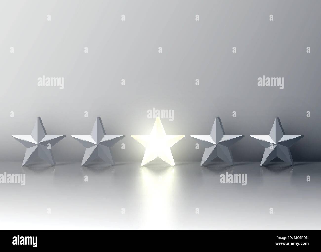Stand out from the crowd glowing star among grey ones, vector ...