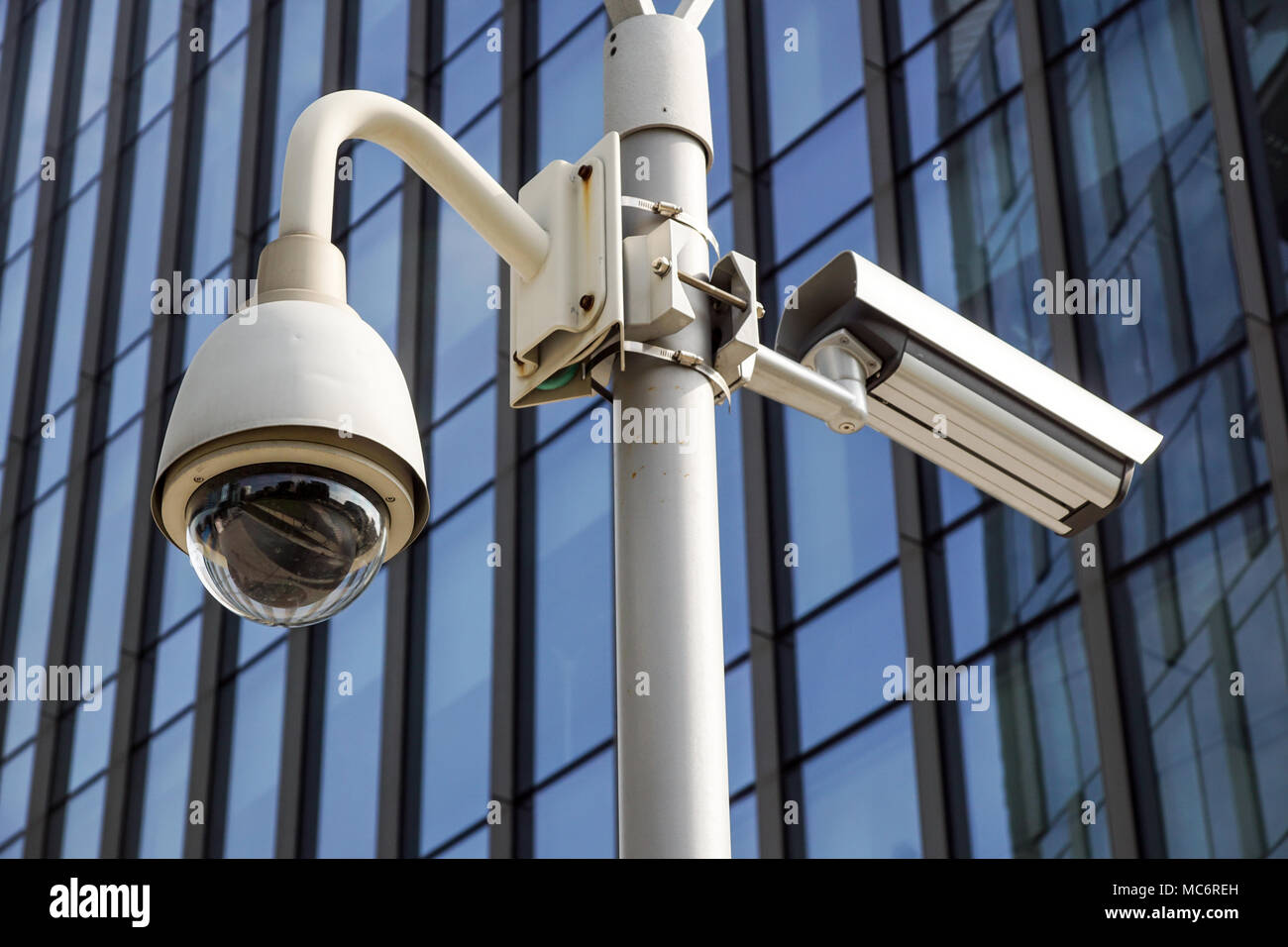 High tech overhead security camera at a government owned building Stock ...