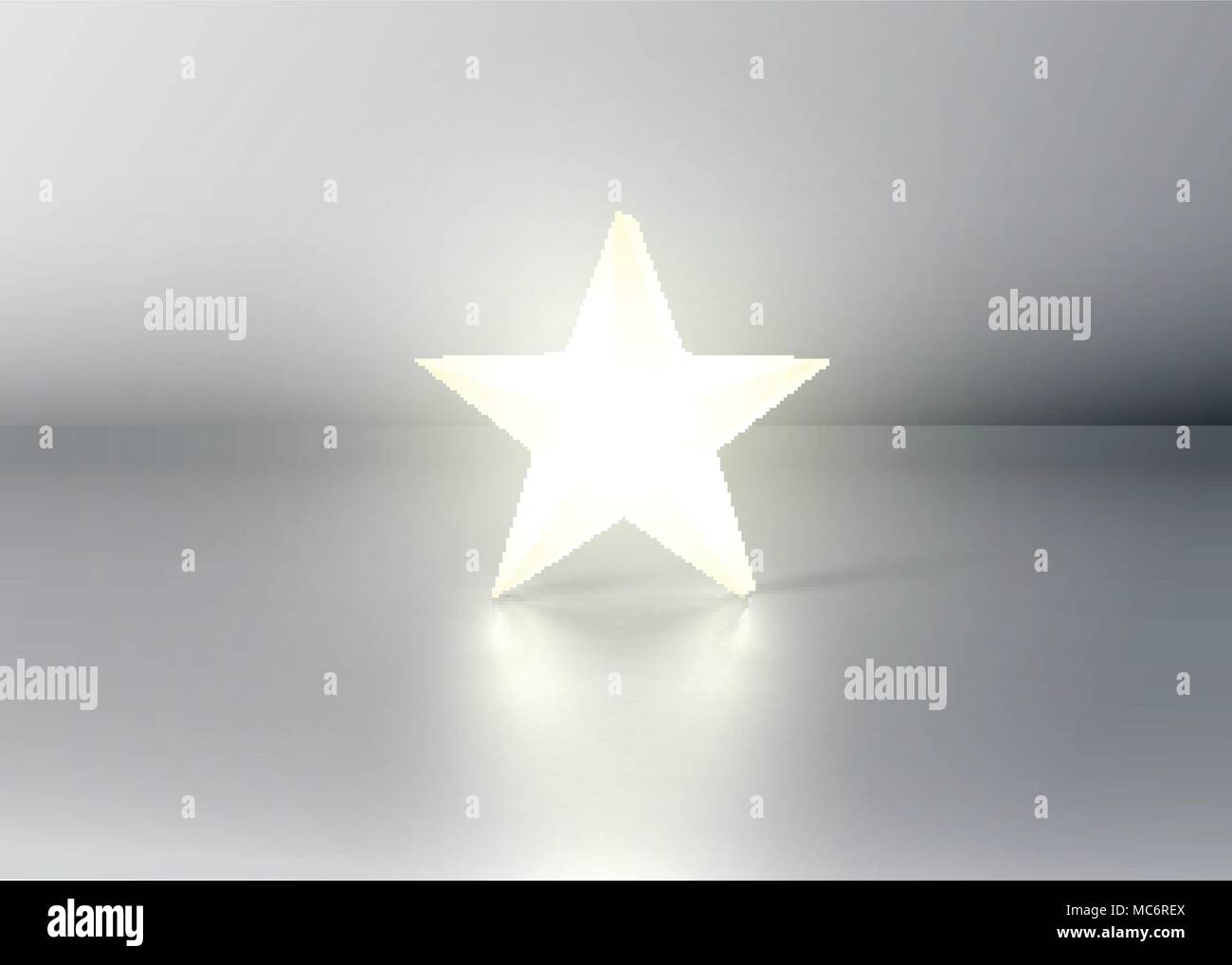 Glowing 3D star on grey background, vector illustration Stock Vector ...