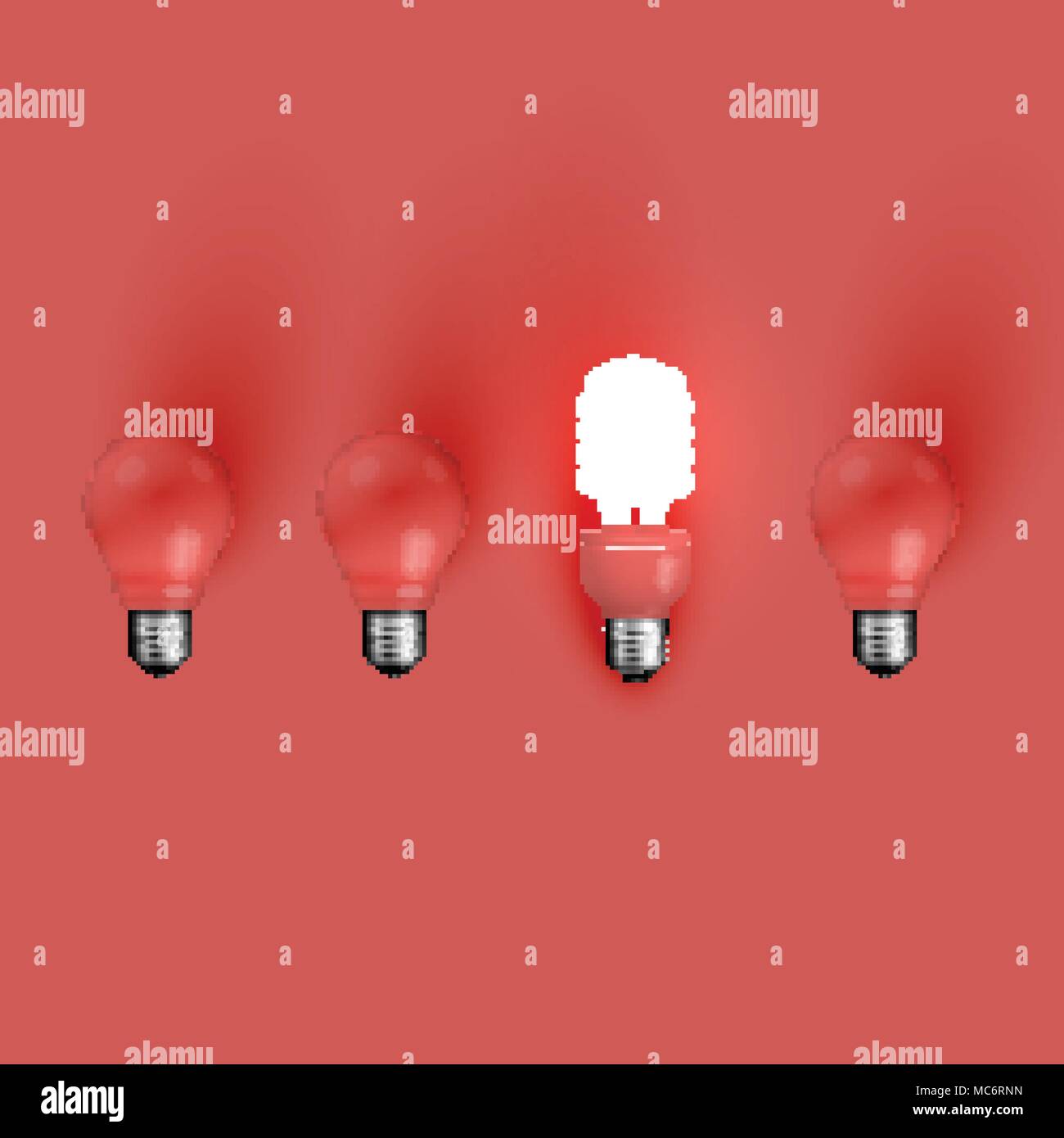 Energy saver lightbulb among old ones, vector illustration Stock Vector ...