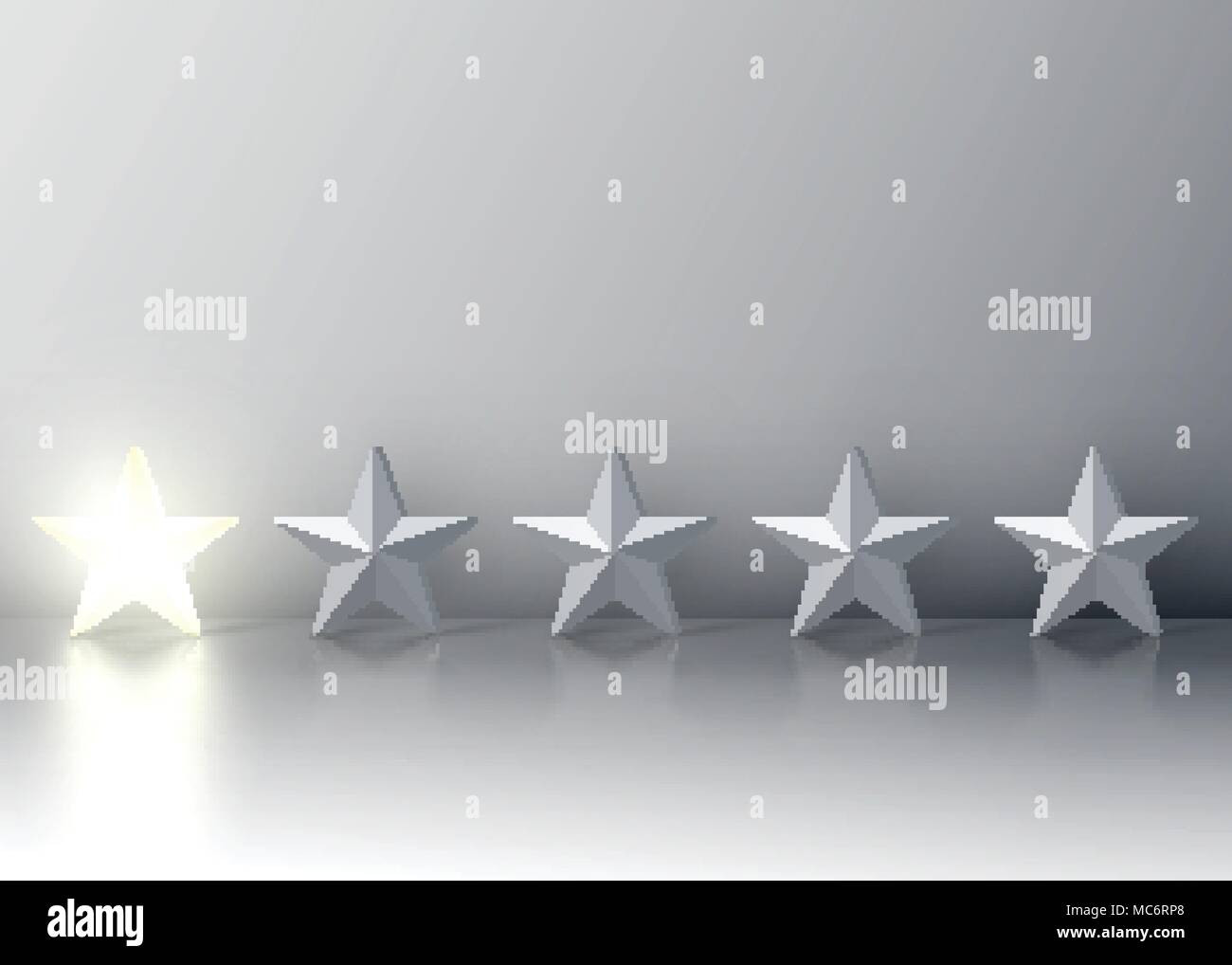 One-star rating with glowing 3D star, vector illustration Stock Vector ...