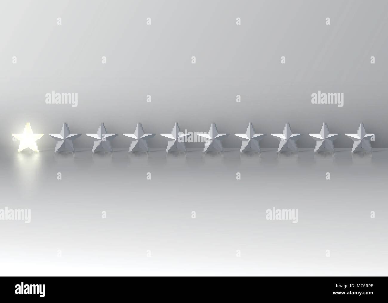 One-star rating with glowing 3D stars, vector illustration Stock Vector ...
