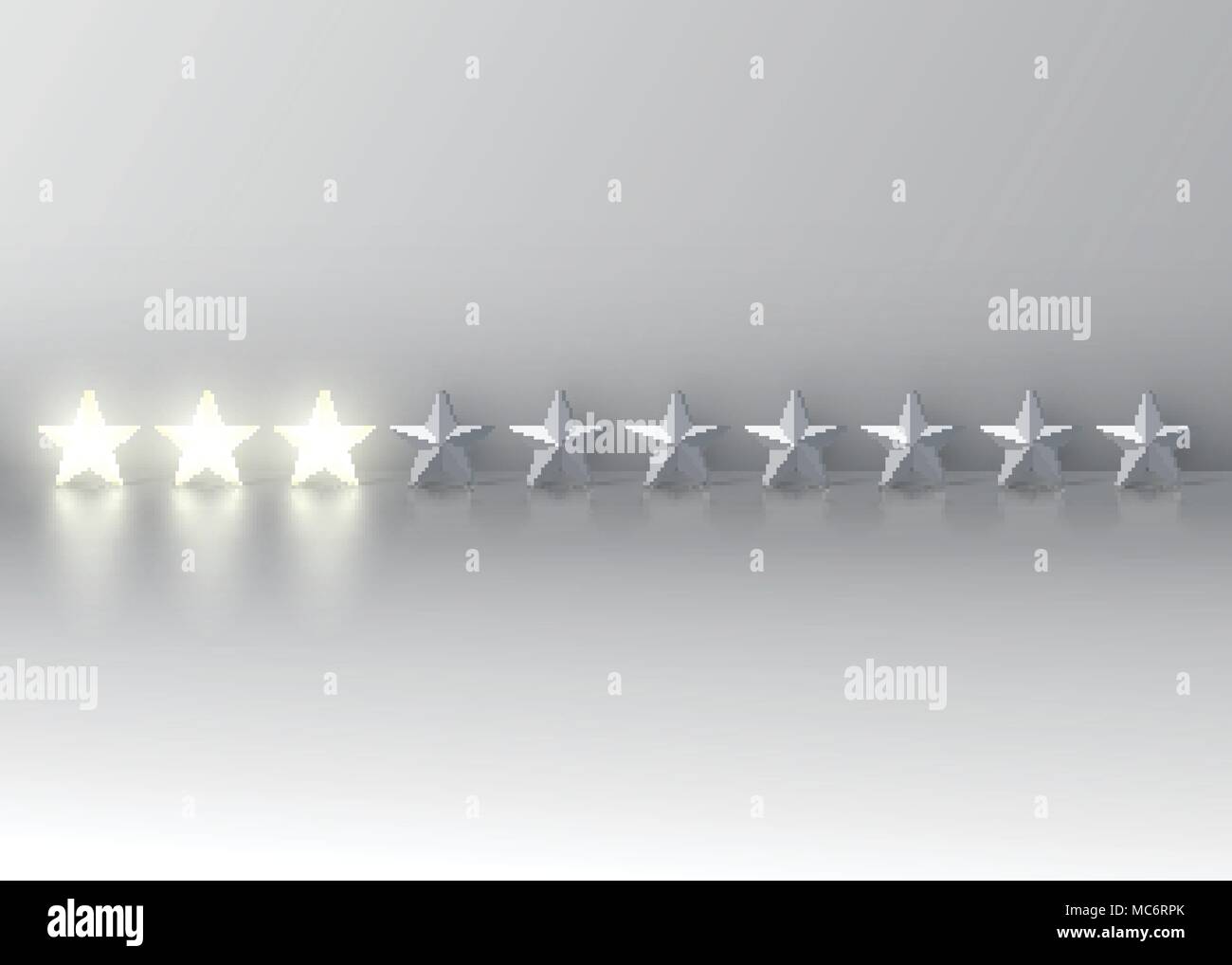 Three-star rating with glowing 3D stars, vector illustration Stock Vector Image & Art - Alamy
