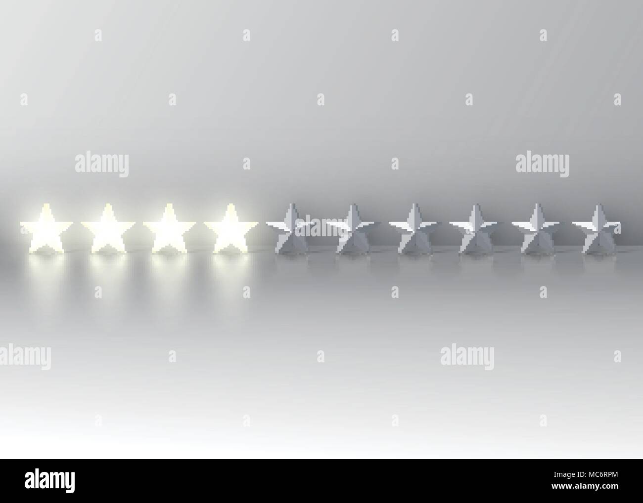 Four-star rating with glowing 3D stars, vector illustration Stock ...