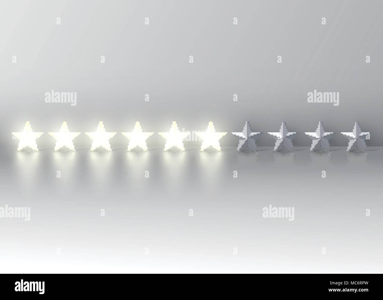 Six-star rating with glowing 3D stars, vector illustration Stock Vector ...