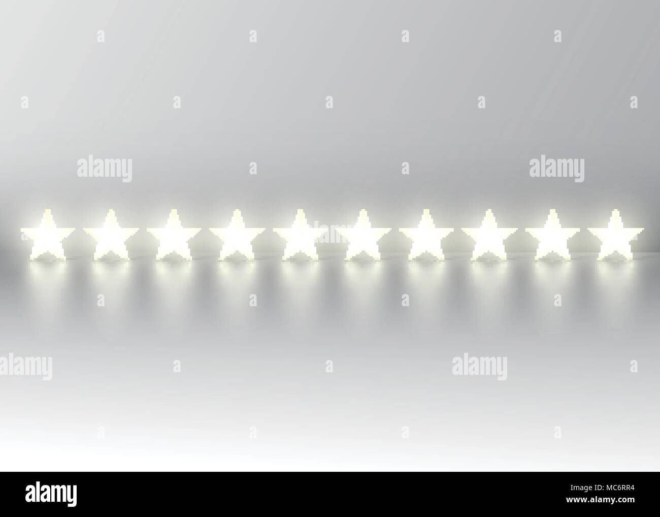 Ten-star rating with glowing 3D stars, vector illustration Stock Vector ...