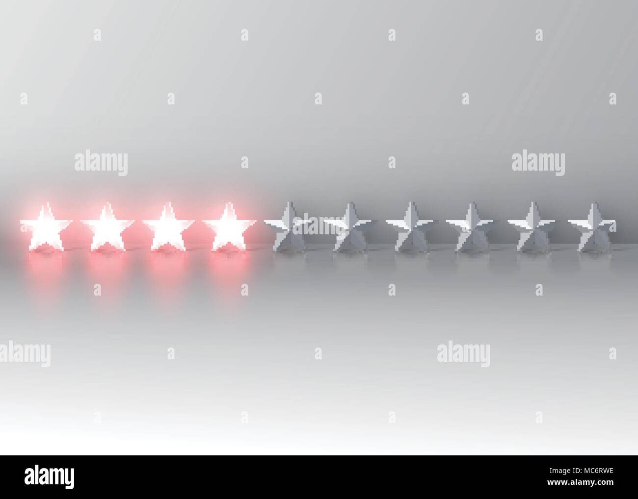 Glowing red 3D star rating, vector illustartion Stock Vector Image ...