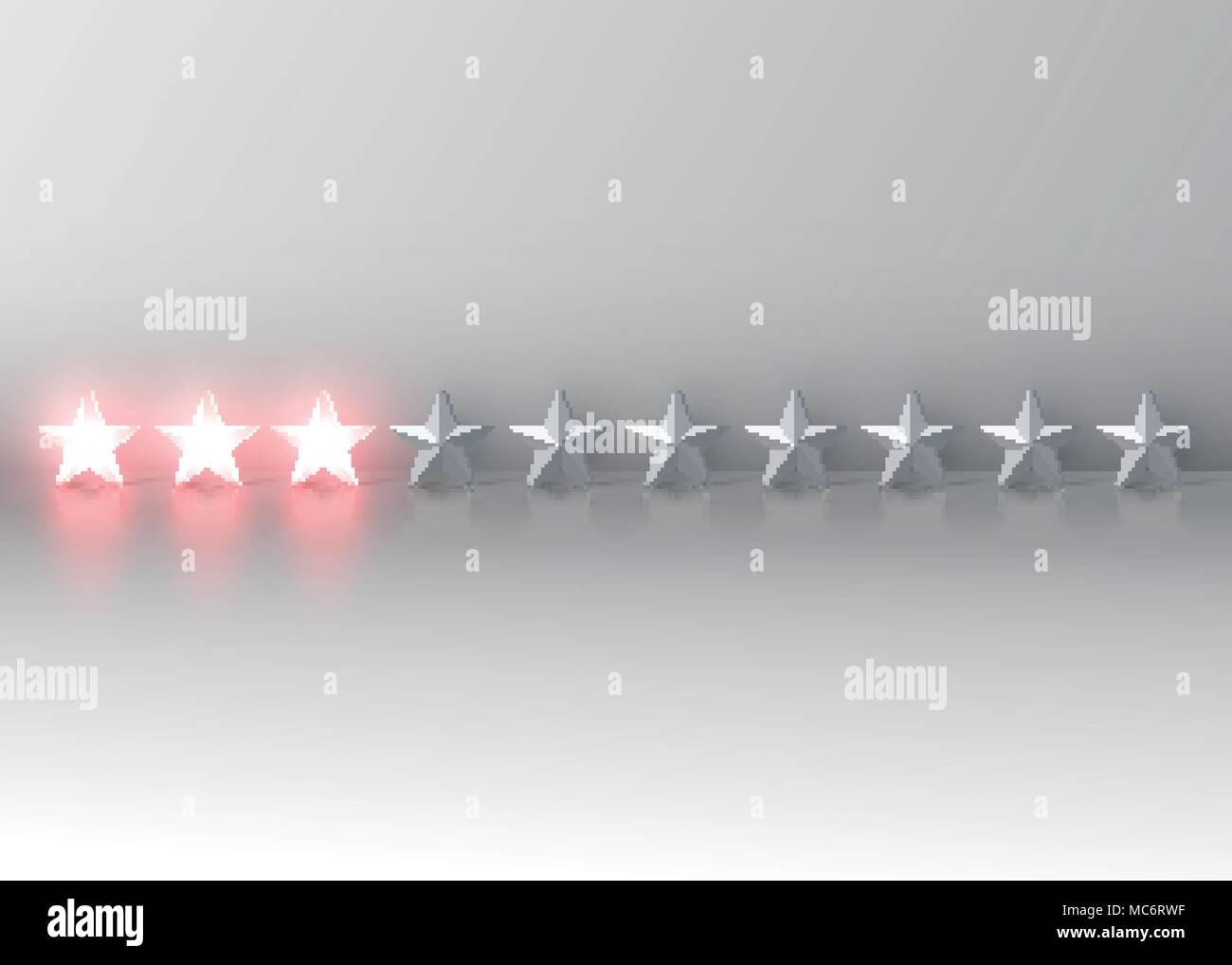 Glowing red 3D star rating, vector illustartion Stock Vector Image ...