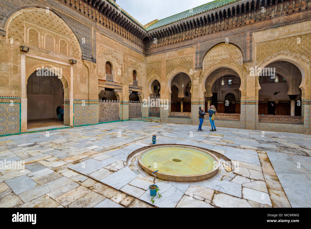 MOROCCO FES MEDINA BOU INANIA MADRASA BUILT BY MARINIDS MARBLE ...