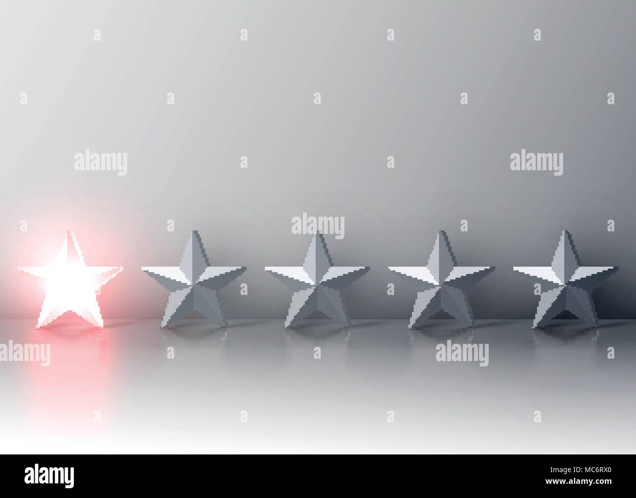 Glowing red 3D star rating, vector illustartion Stock Vector Image ...