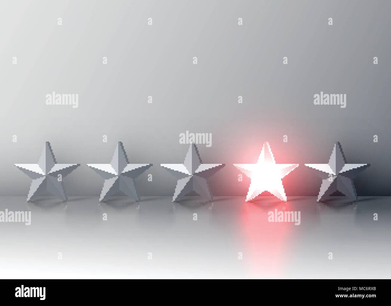 Glowing red 3D star rating, vector illustartion Stock Vector Image ...