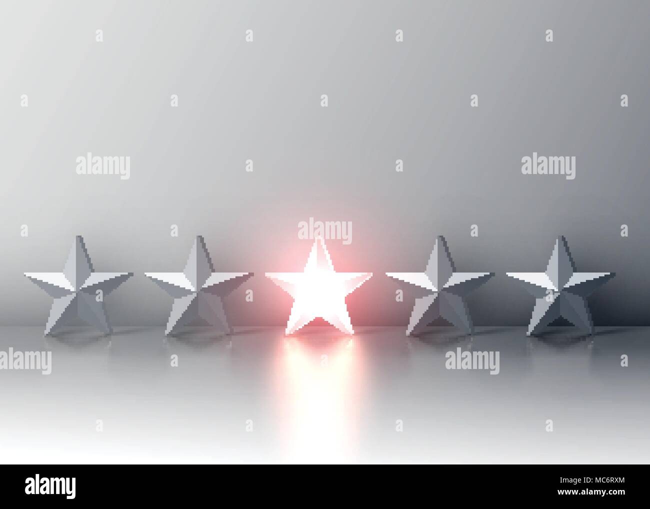 Glowing red 3D star rating, vector illustartion Stock Vector Image ...