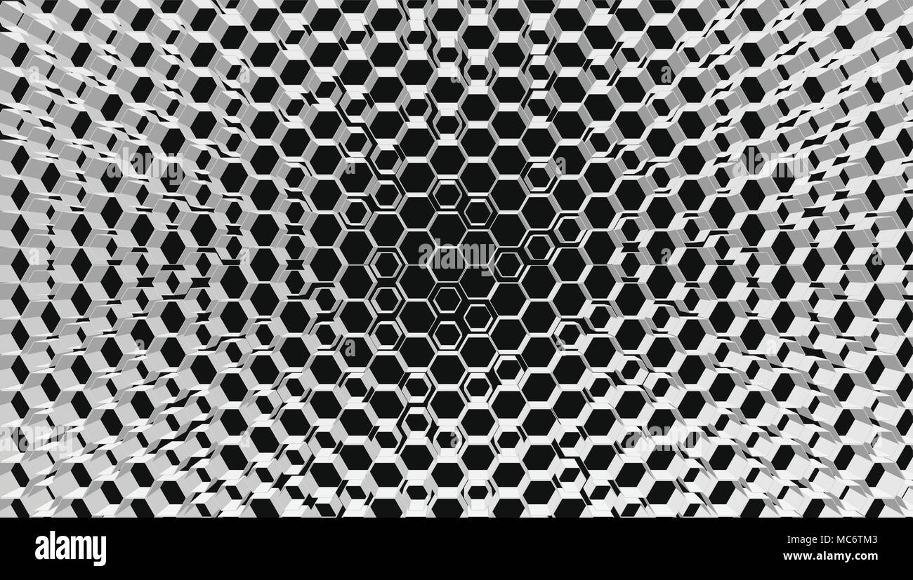 White 3D hexagon grid tech background, vector illustration Stock Vector ...
