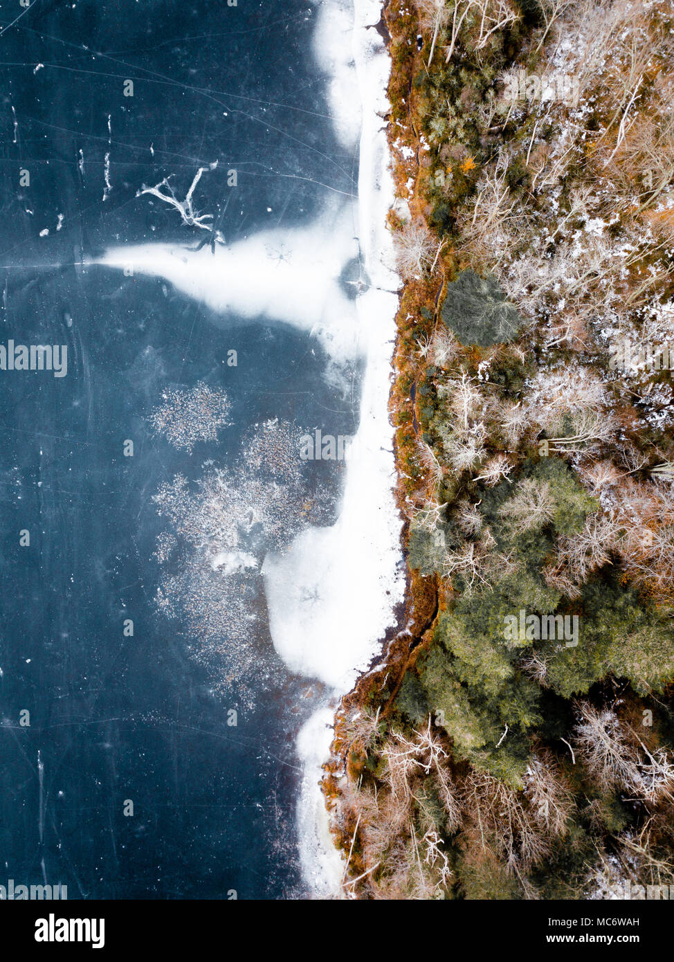 Frozen lake in Wendell, MA Stock Photo - Alamy
