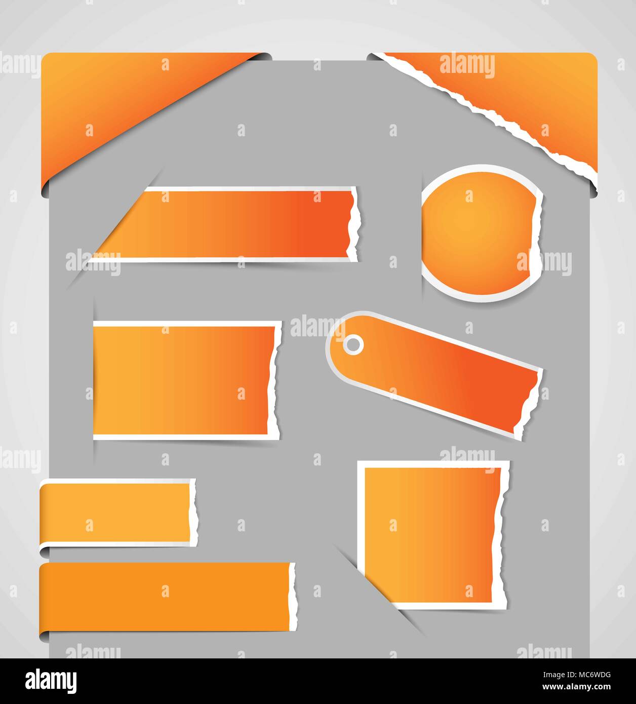 collection of torn paper tags, labels with borders Stock Vector Image ...