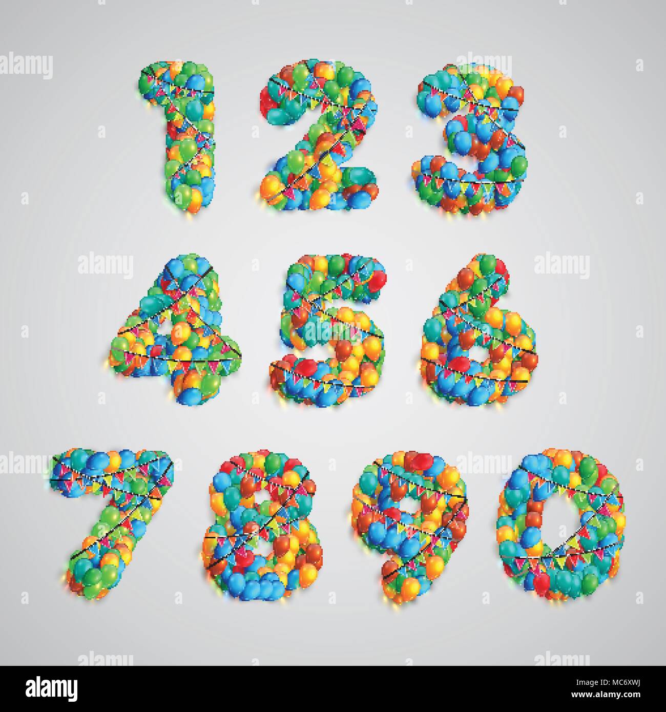 Number set made by colorful balloons, vector Stock Vector Image & Art ...