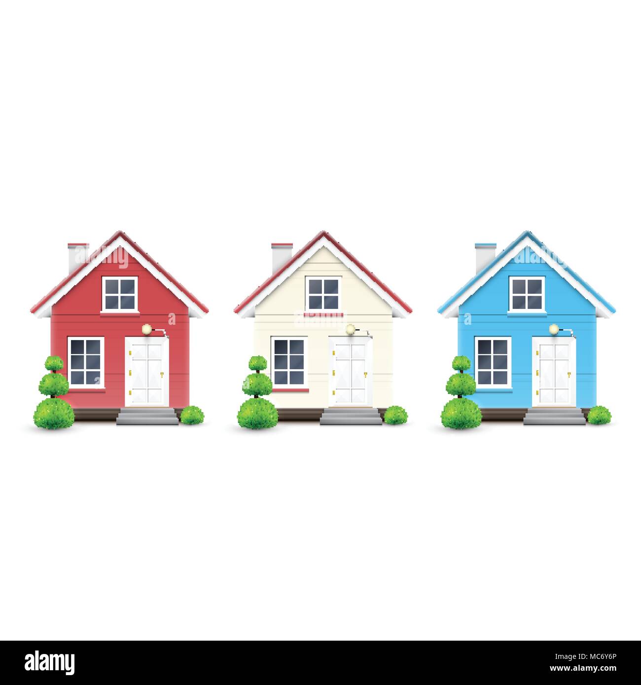 Three isolated houses Cut Out Stock Images & Pictures - Alamy