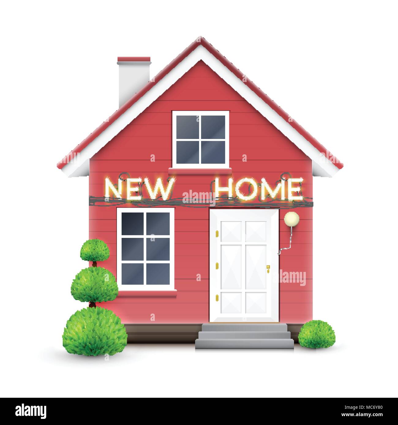 Realistic house with 'NEW HOME' sign, vector Stock Vector Image & Art ...