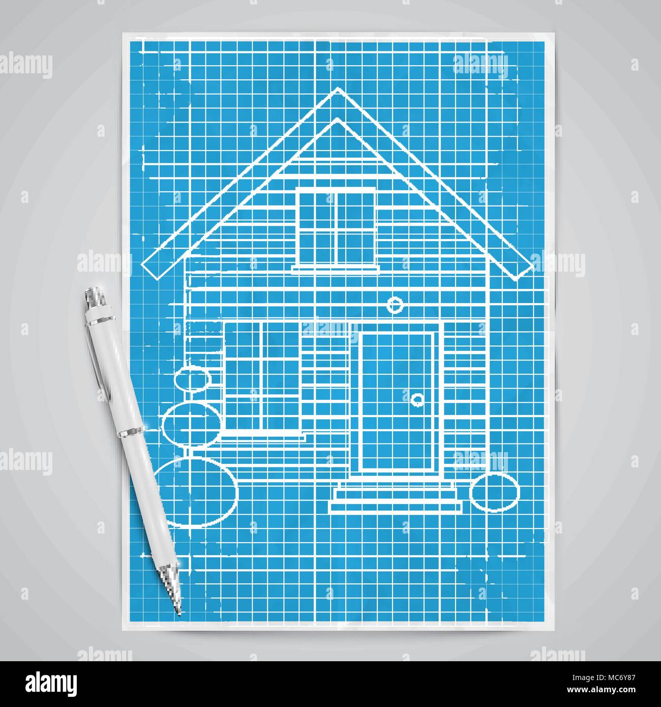 Realistic house with a blueprint, vector Stock Vector Image & Art - Alamy