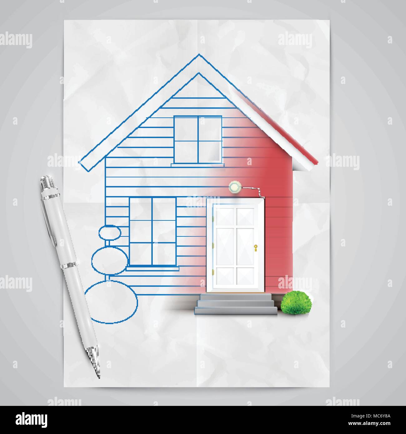 Realistic house being drawn, vector Stock Vector Image & Art - Alamy