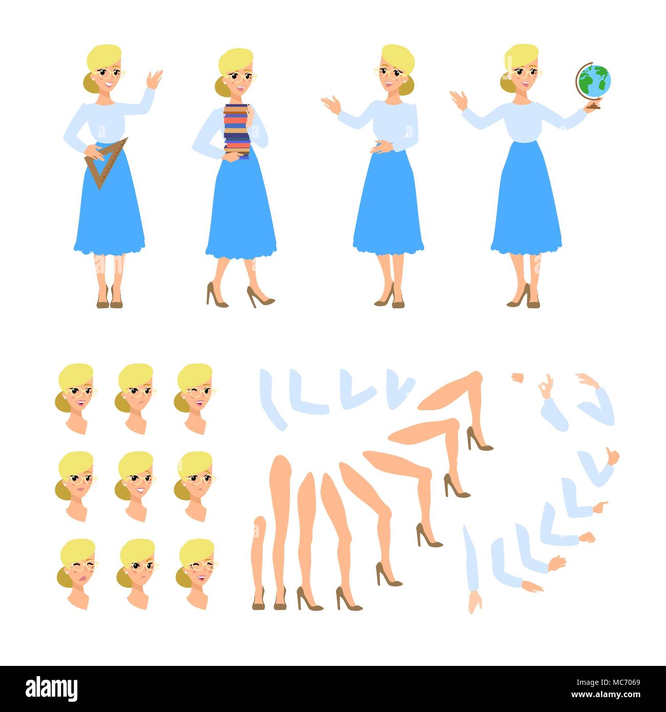 flat cadtoon character. Set of fun vector cartoon person. Isolated on ...