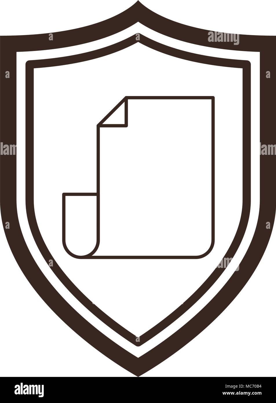 shield with paper document isolated icon vector illustration design ...