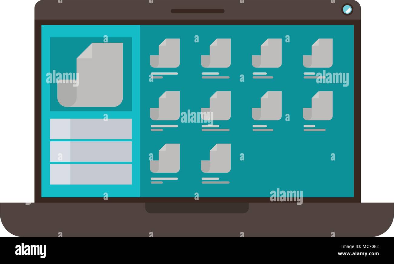 laptop computer with documents admin vector illustration design Stock ...